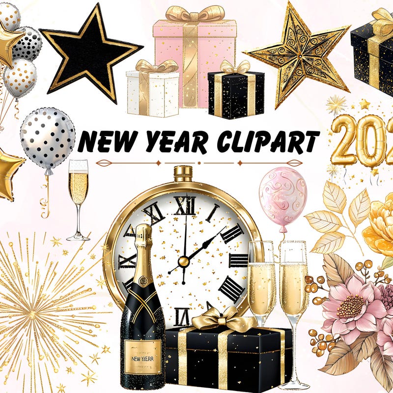 New Year Clipart - Etsy