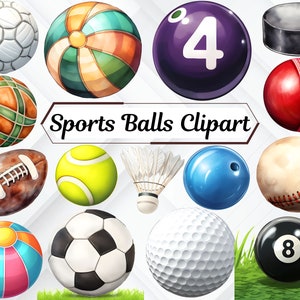 Sports Balls Clipart, Watercolor Sports PNG, Sports Balls Graphics ...