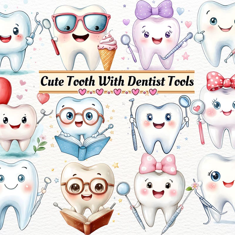 Cute Tooth Clipart - Etsy