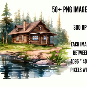 Log Cabin Clipart, Cabin in the Woods Clipart, Winter Cottage Clipart ...