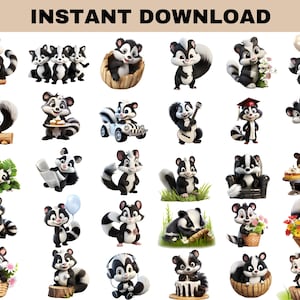 Skunk Clipart, Forest Animals Clipart, Woodland Skunk, Funny Skunk ...