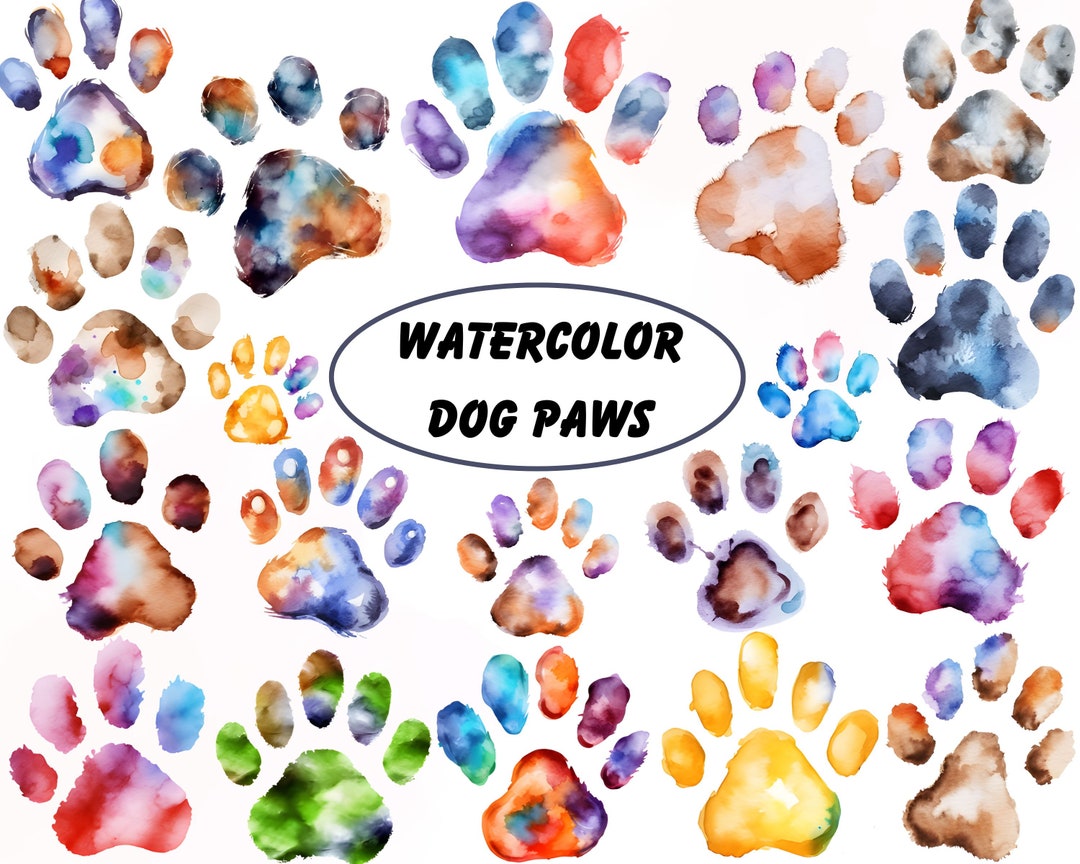 Watercolor Dog Paws, Pet Illustration, Paw Print Clipart, Puppy Paw ...