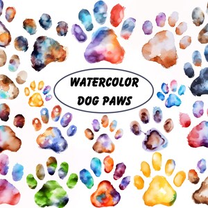 Watercolor Dog Paws, Pet Illustration, Paw Print Clipart, Puppy Paw ...