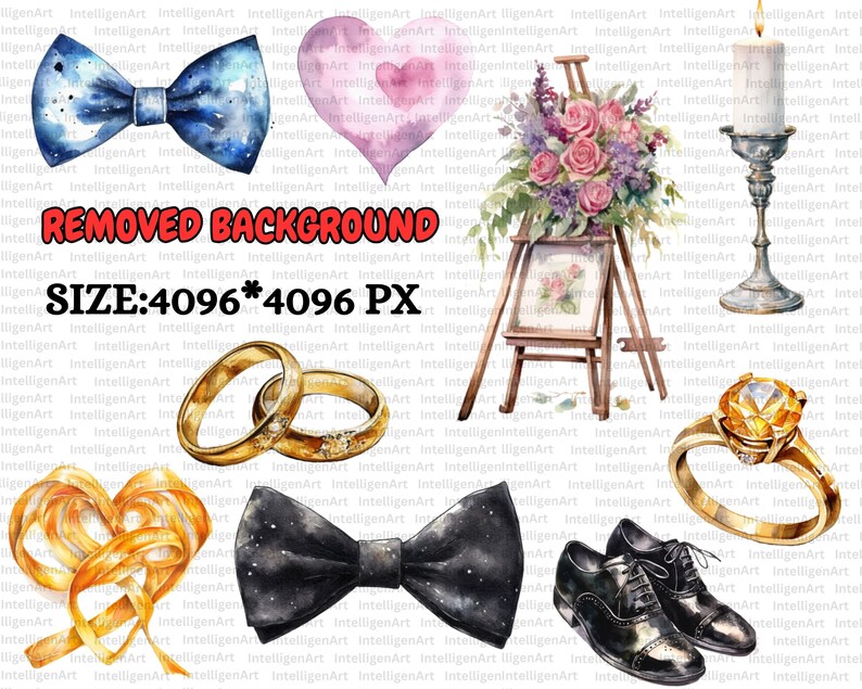 Wedding Clipart Set Elegant Watercolor Illustrations of - Etsy