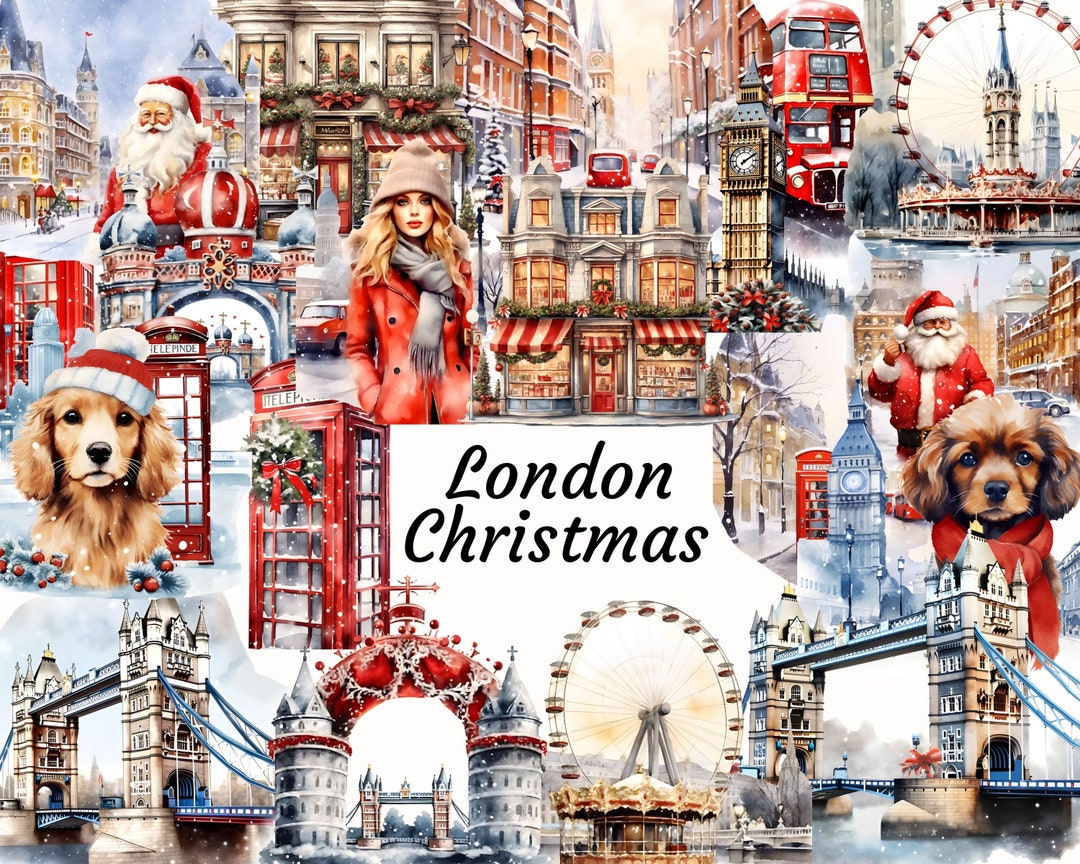 Christmas London Clipart - London Winter Illustrations, Christmas City ...