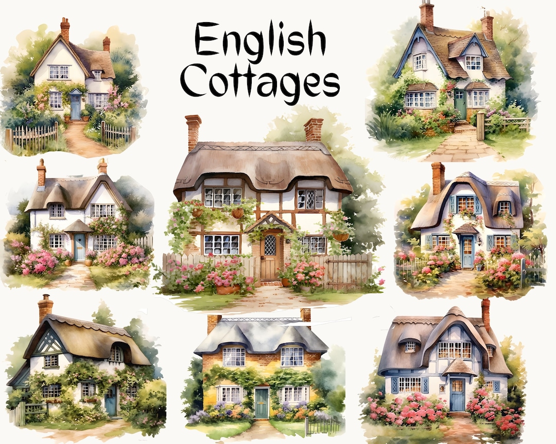 English Cottages Clipart - Farmhouse Clipart, Cottage Core Clipart ...