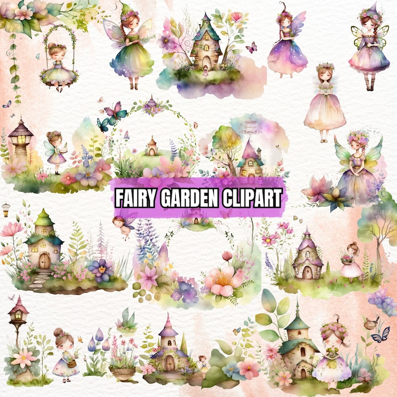 Fairy Garden Clipart - Etsy