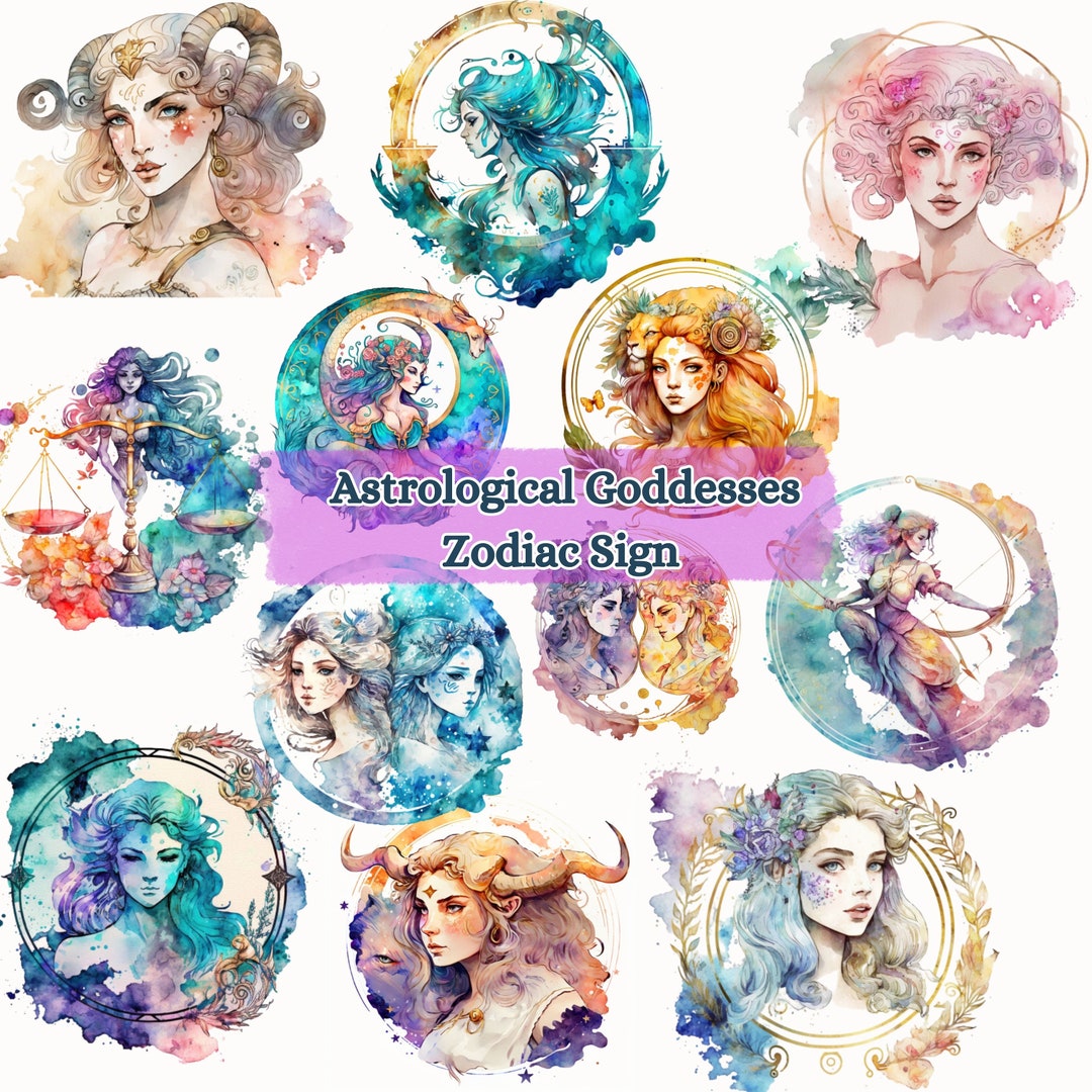 Astrological Goddesses Clipart, Zodiac Signs Clipart, Astrology ...