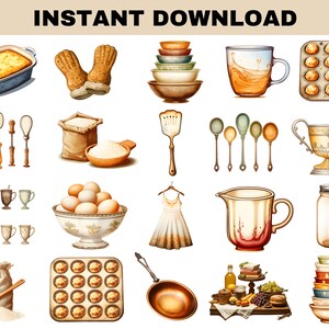 Vintage Baking Clipart, Baking Tools, Home Bakery Clipart, Kitchen PNG ...