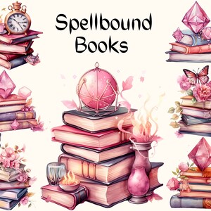 Watercolor Spellbound Books Clipart Books Clipart, Magical Spell ...