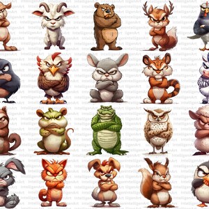 Grumpy Animals Clipart, Funny Animal Clipart, Cute Cartoon Animals ...