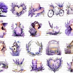 Lavender Clipart, 170+ Purple Flower Graphics, Wedding Florals PNG ...