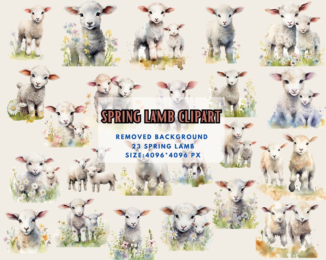 Lamb Clipart Watercolour PNG Floral Little Sheep Spring Lamb Clip Art ...