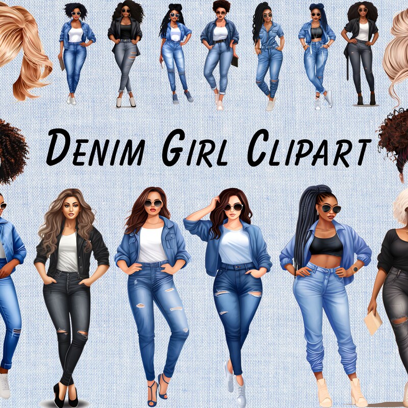 Jeans Girl Clipart - Etsy