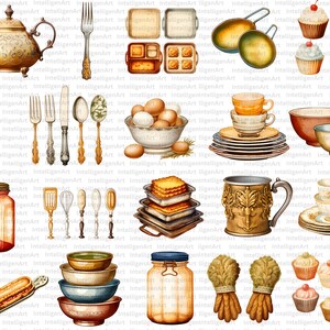 Vintage Baking Clipart, Baking Tools, Home Bakery Clipart, Kitchen PNG ...
