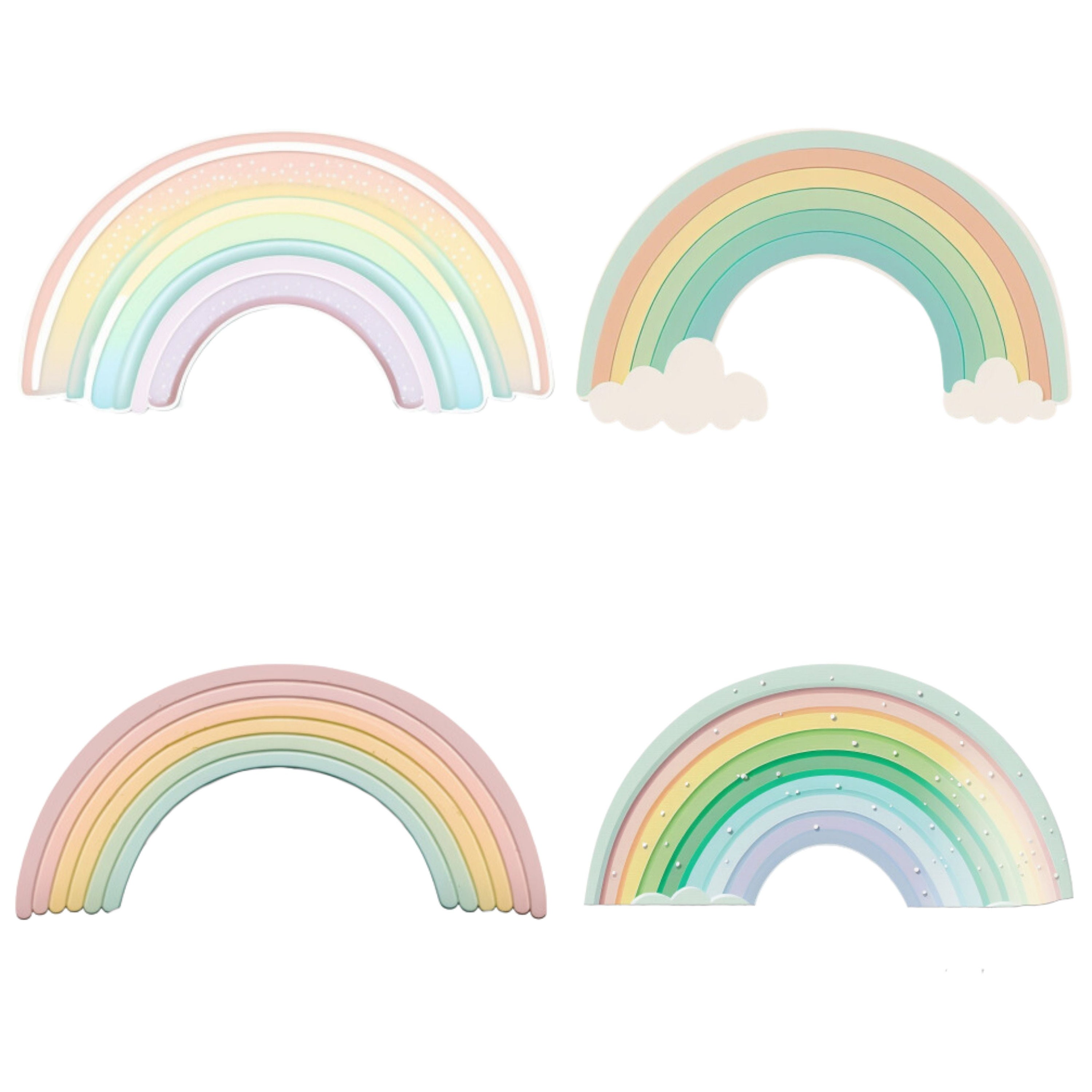 Cute Watercolor Rainbow Clouds Clipart-boho Pastel - Etsy