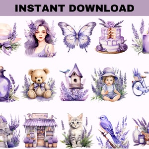 Lavender Clipart, 170+ Purple Flower Graphics, Wedding Florals PNG ...