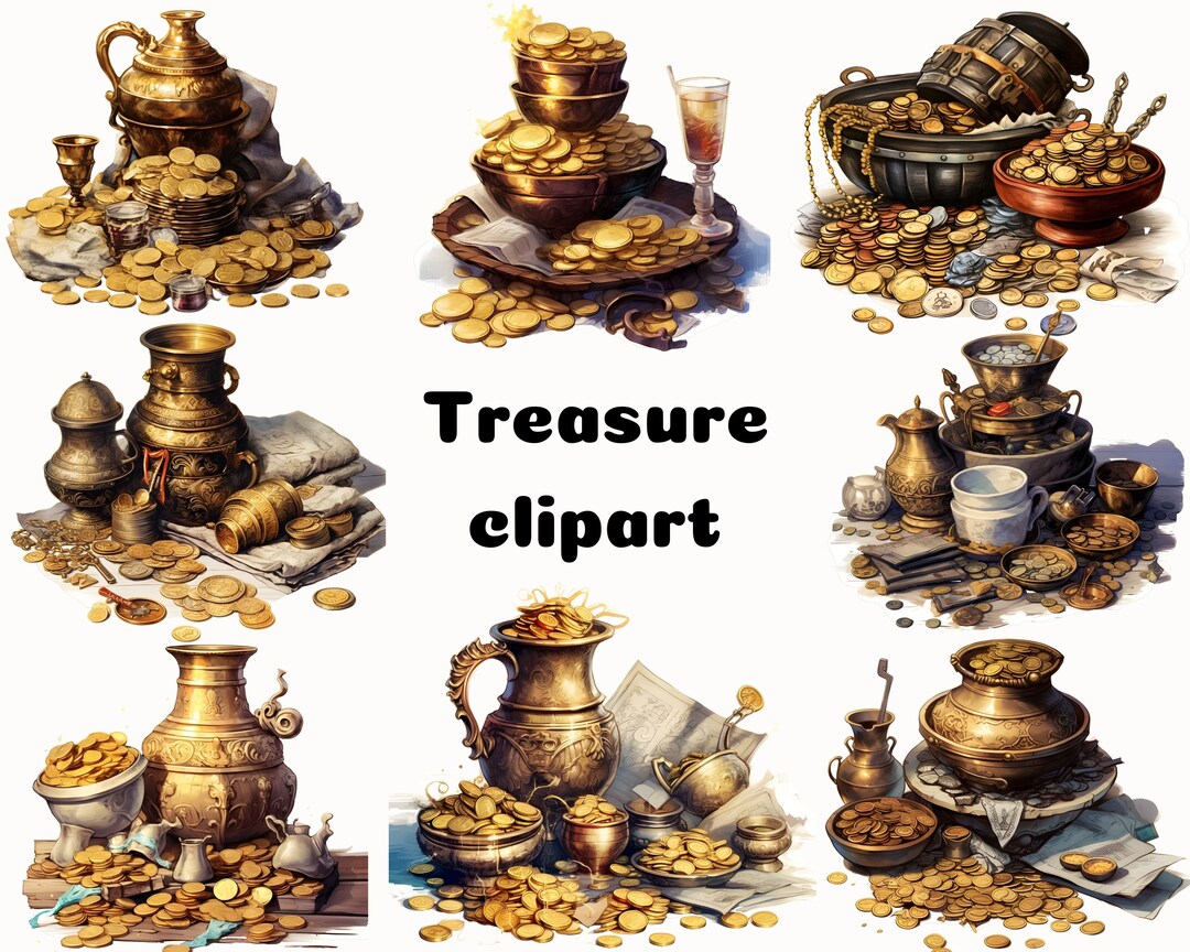 Treasure Clipart Pirate Treasure Clipart, Gold Coin Clipart, Treasure ...