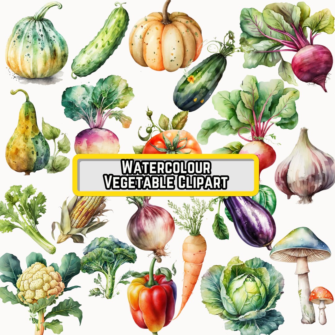 Watercolor Vegetable Clipart PNG Tomato, Onion, Eggplant, Corn ...