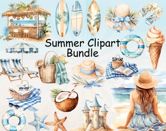 Beach Holiday Clipart, Summer Clipart, Boho Beach Graphics, Ocean Lover ...