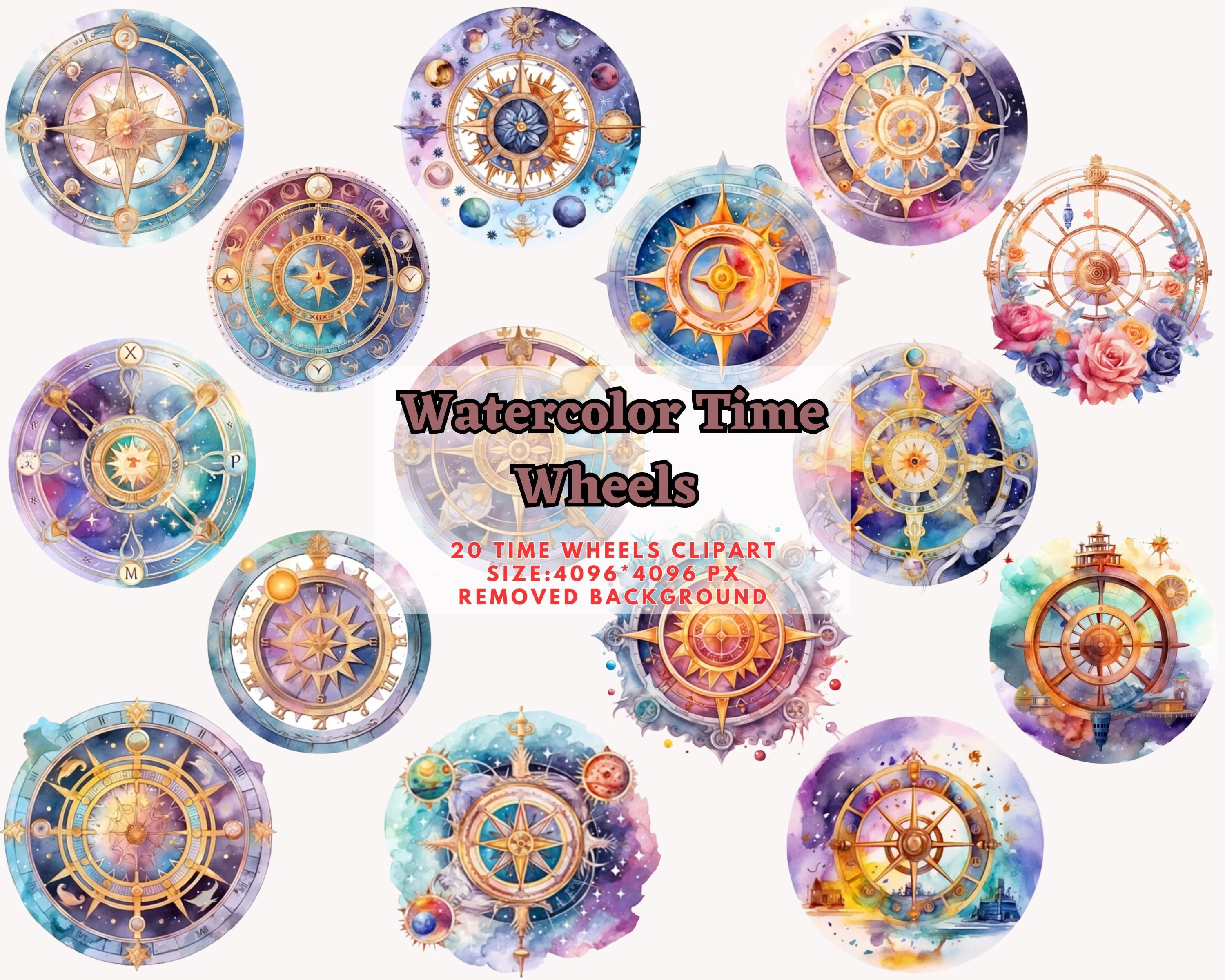 Time Wheels Clipart Vintage Mechanical Fantasy Clockretro - Etsy