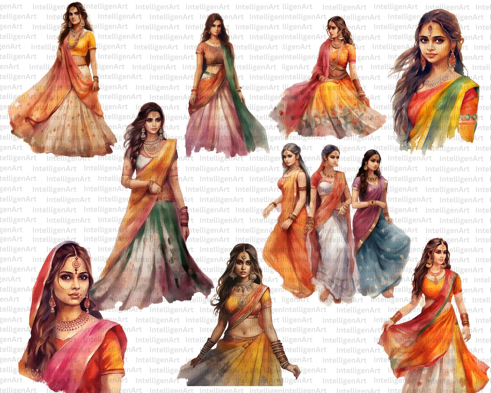 Indian Girl Clipart Fashion Women Clipart Saree Clipart - Etsy