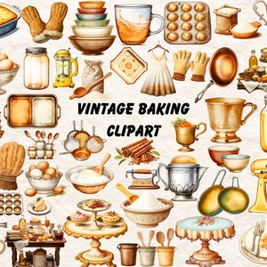 Vintage Baking Clipart, Baking Tools, Home Bakery Clipart, Kitchen PNG ...