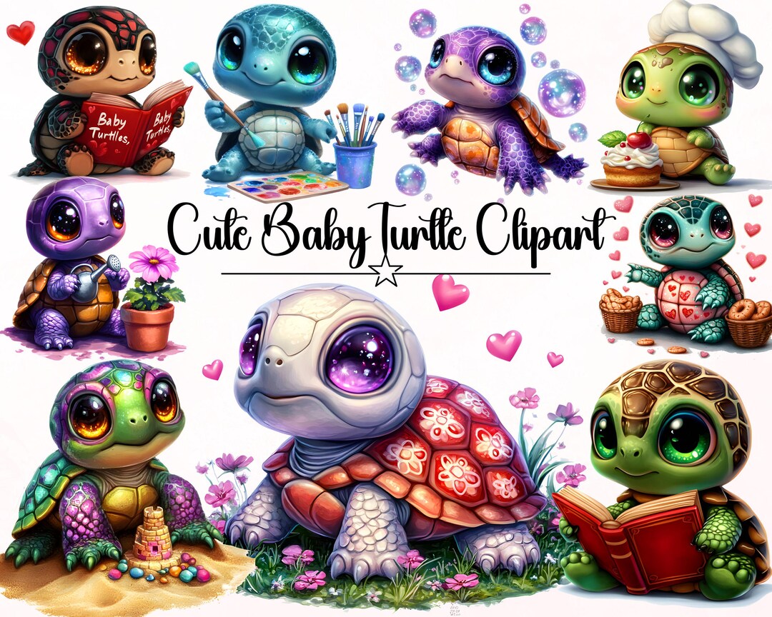 Cute Baby Turtle Clipart, Sea Turtle PNG, Turtle Sublimation, Spring ...