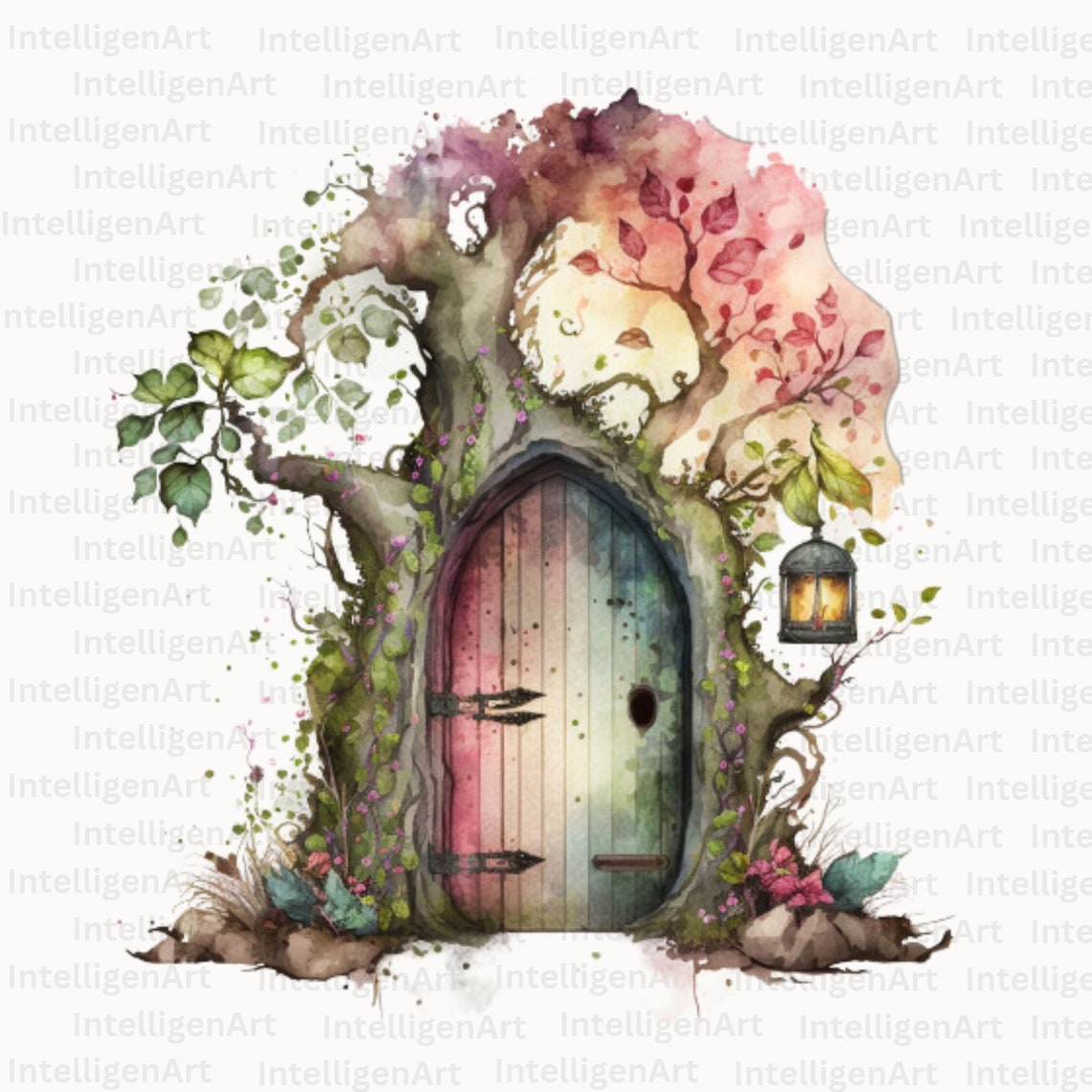 Watercolor Forest Fairy Door Clipart PNG Bundle Fantasy Magic - Etsy