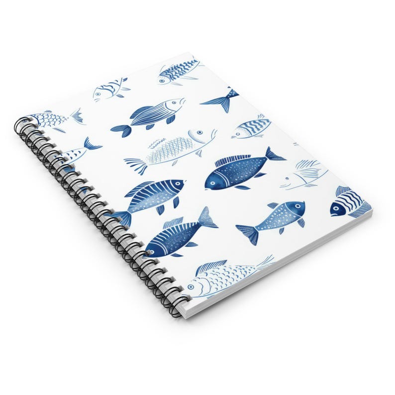 Fishing Journal, Spiral Notebook, Lined Notebook, Fish Illustration ...