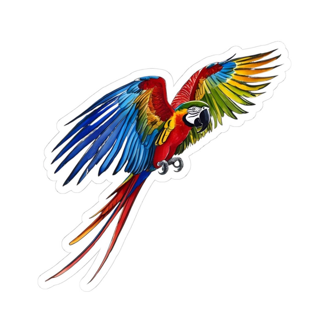 Colorful Parrot Sticker, Tropical Bird Art Decal, Cute Animal Vinyl ...