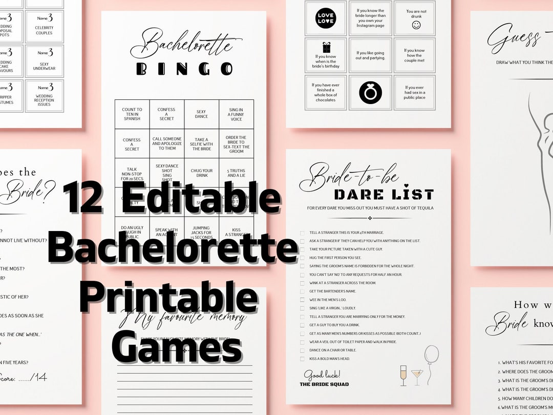 Bachelorette Fun Game Cards | Hens Party Games | Bridal Shower Games ...
