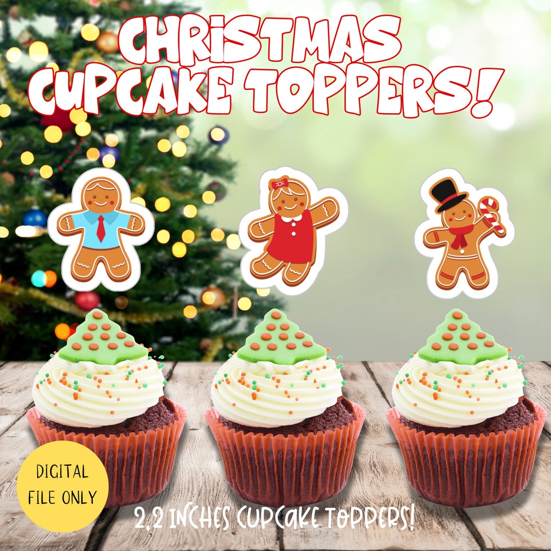12 Pcs Christmas Cupcake Toppers Party Topper Holiday - Etsy
