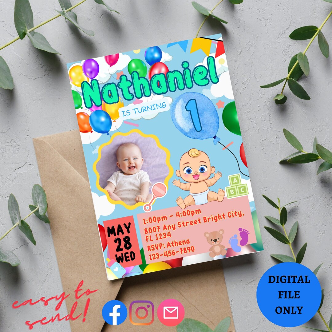 Kids Birthday Kids Invitation Canva Editable Editable - Etsy