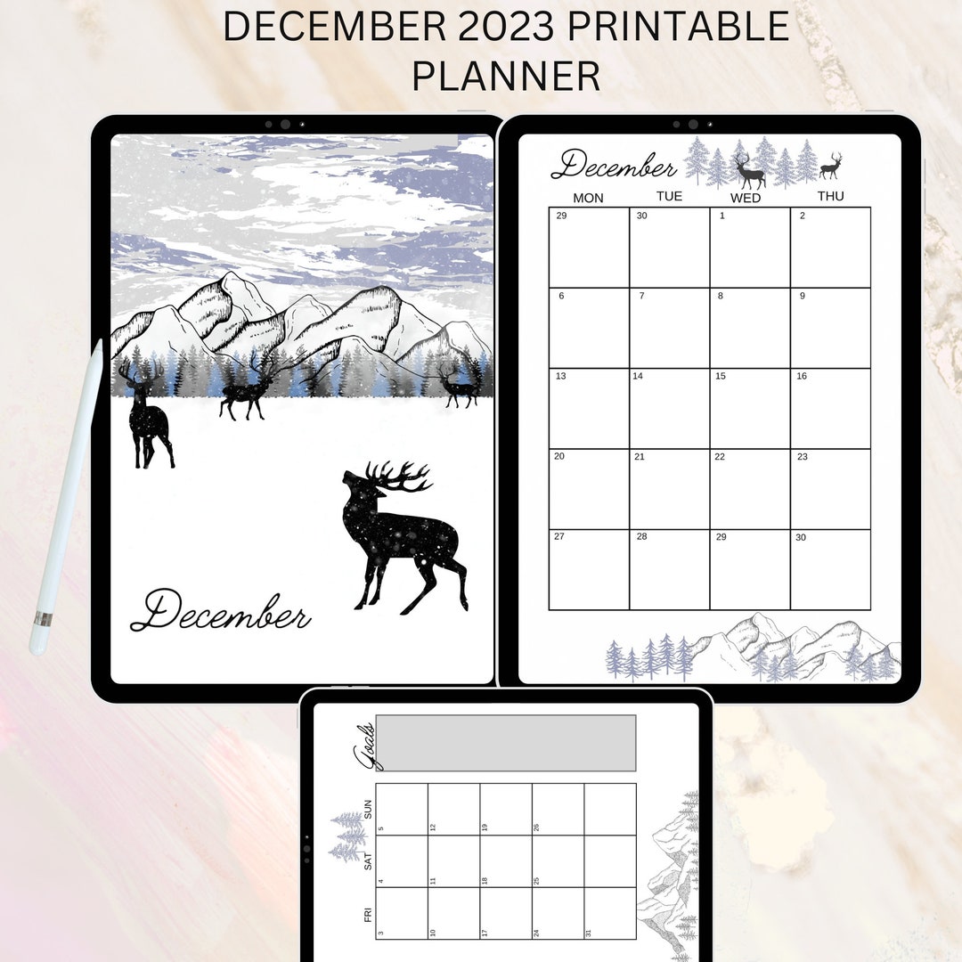 PRINTABLE 2023 December Calendareditable Printable Planner - Etsy