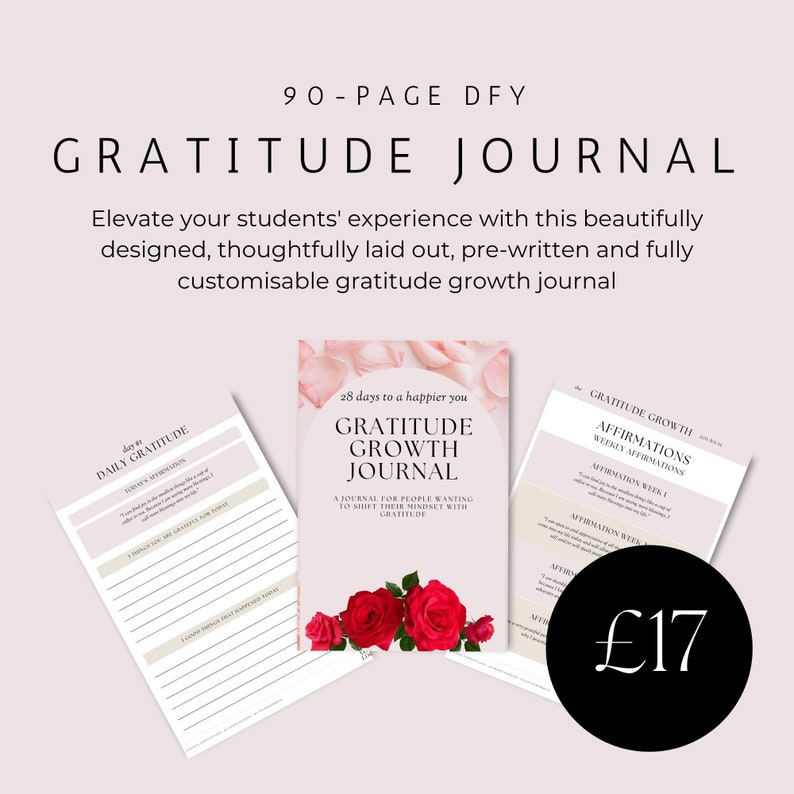 Gratitude Journal Template for Coaches & Course Creators - Etsy