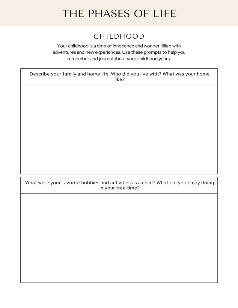Life Story Journal Printable Diary INSTANT DOWNLOAD Gift - Etsy