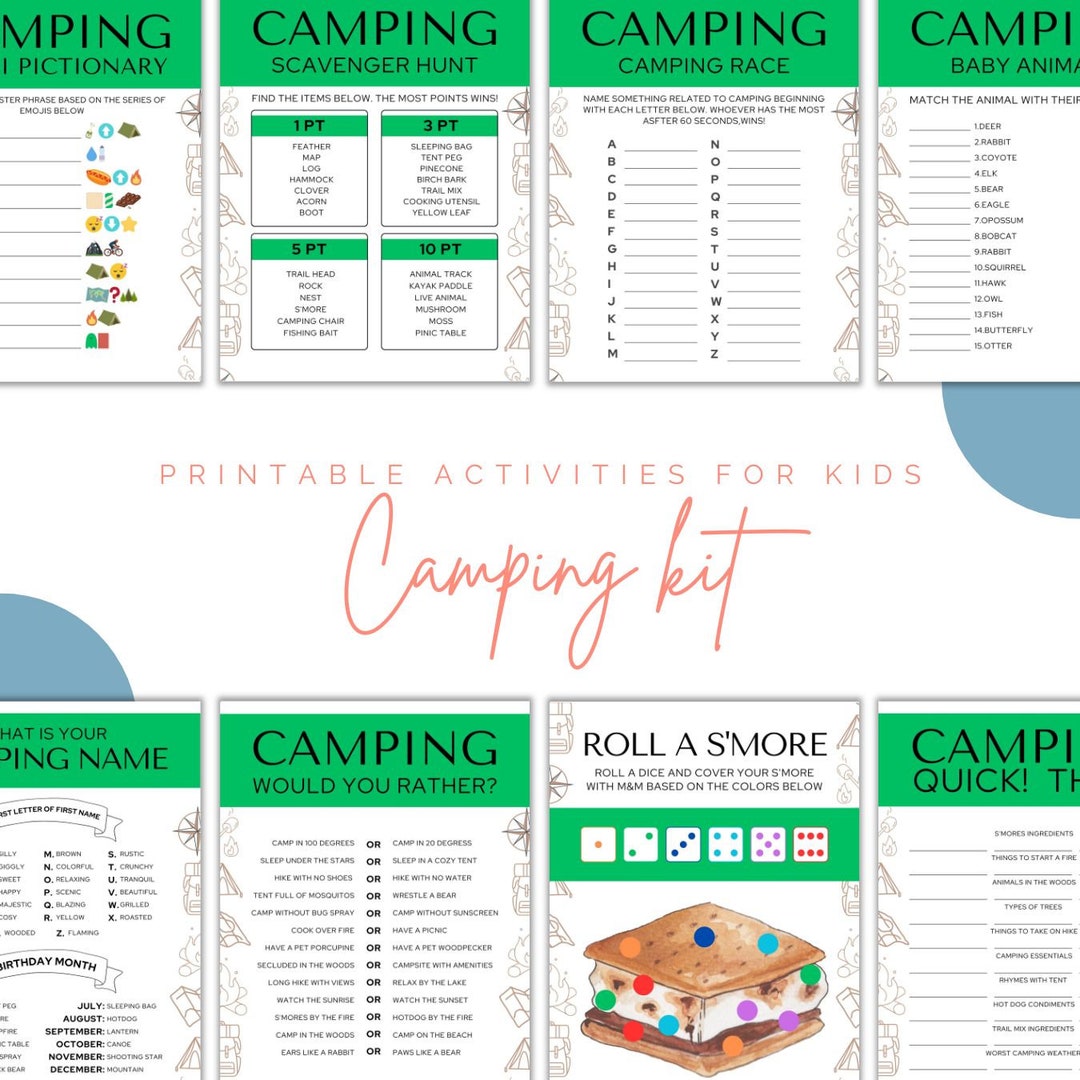 Camping Pack for Kids, Holiday Activity Pack, Printable Worksheets ...