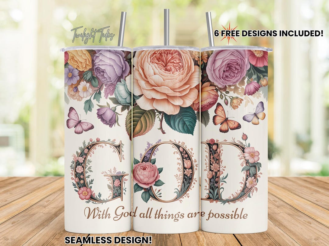 Christian God Inspirational 20 Oz Skinny Tumbler Sublimation Design ...