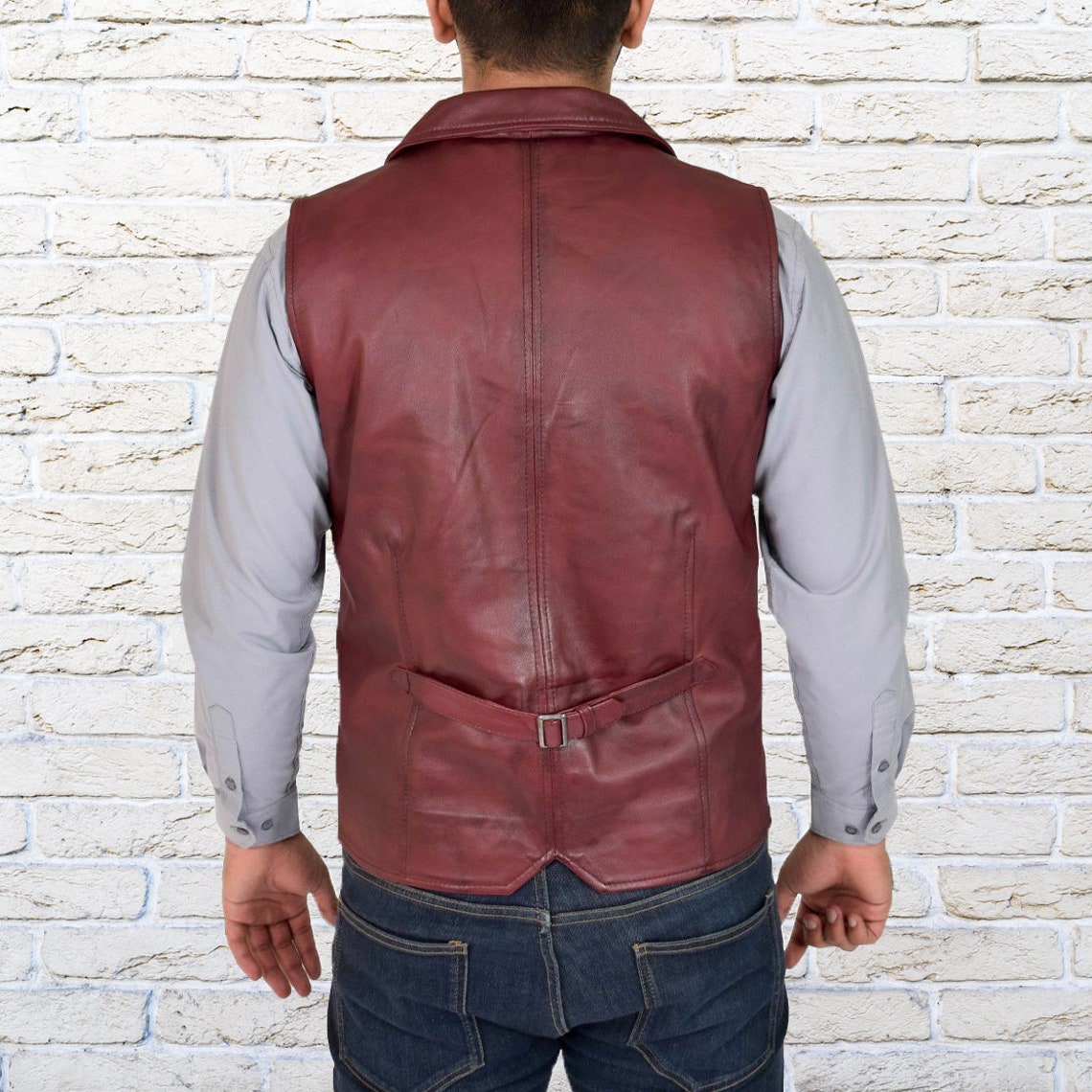 Pure Lamb Leather Vest,red Men Leather Vest, Soft Sheepskin Vest Best ...