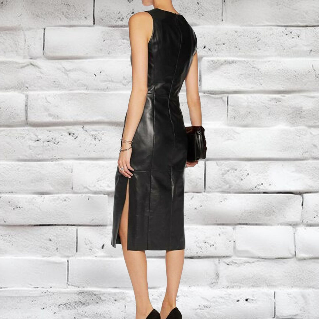 Women's Leather Dress / Genuine Lambskin Leather Dress / Black Dress ...
