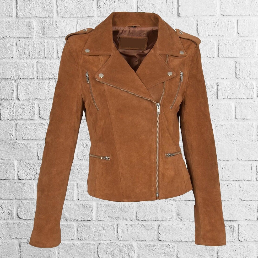 Women Brown Suede Leather Jacket, Ladies Suede Brown Jacket, Brown ...