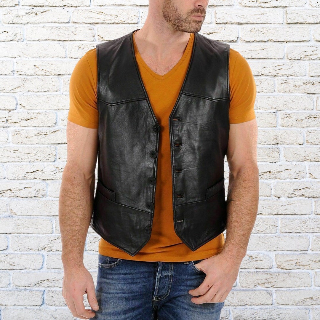 Lambskin Leather Vest Men Leather Jacket Lambskin Blazer Men's Suit ...