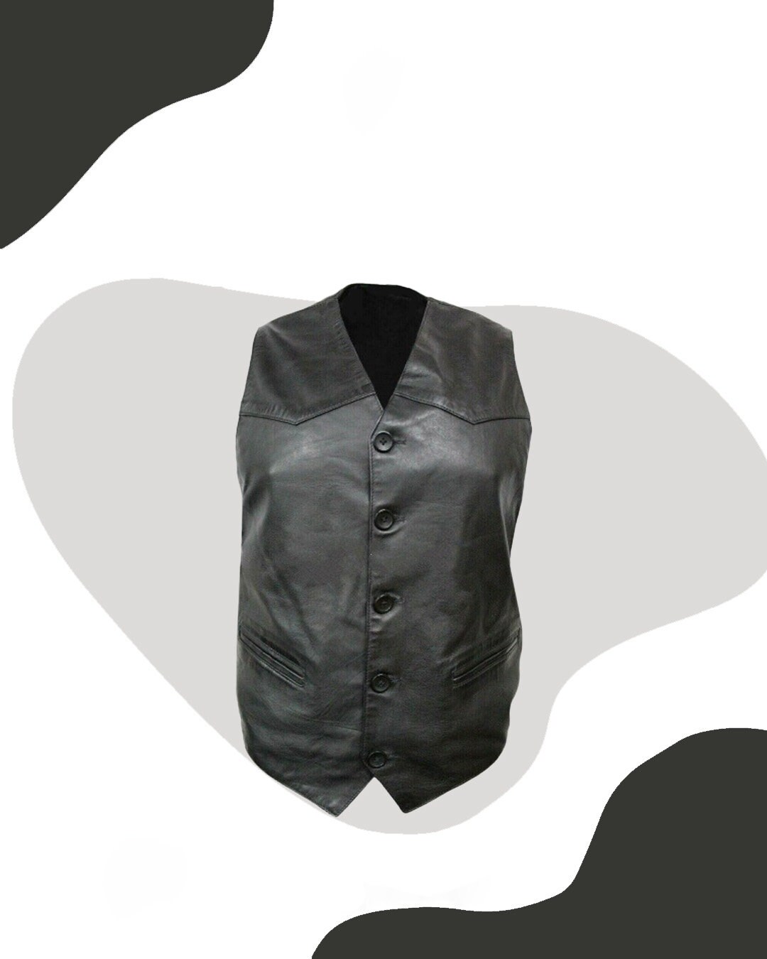 Vest Men Black Color Leather Vest for Men Leather Bar Vest for Men Open ...