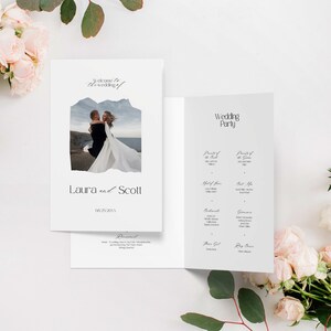 Bifold Wedding Program Template, Order of Service, Minimalist Program, Foldable Wedding Program ...