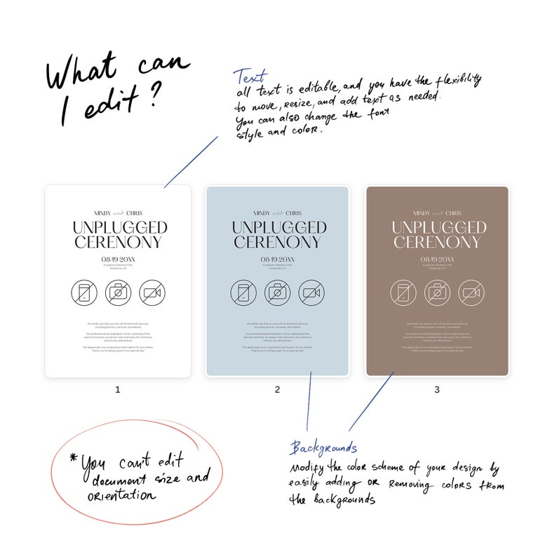 Minimalist Unplugged Ceremony Sign Template, Wedding Unplugged Ceremony ...