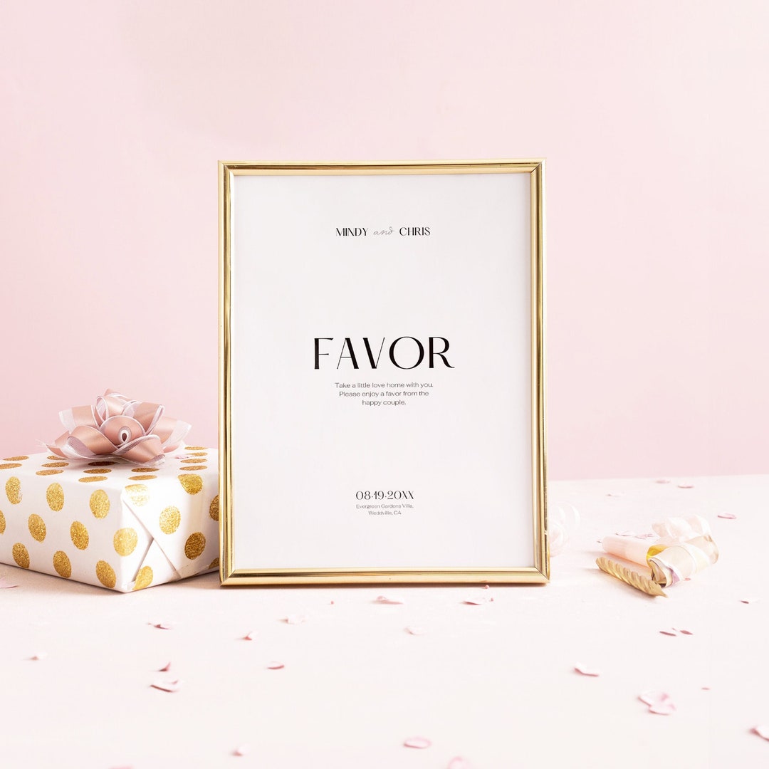 Favor Sign Template, Minimalist Favors Sign, Editable Wedding Favors ...