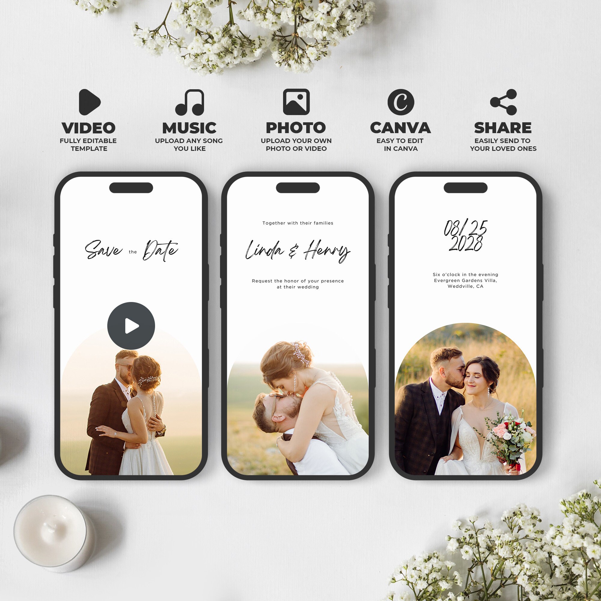 Wedding Video Save the Date Template, Animated Wedding Invitation ...