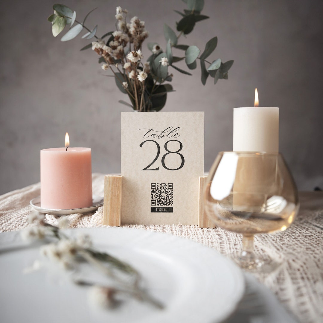 Wedding Table Number Sign Canva Template, QR Code Menu, Fully Editable ...