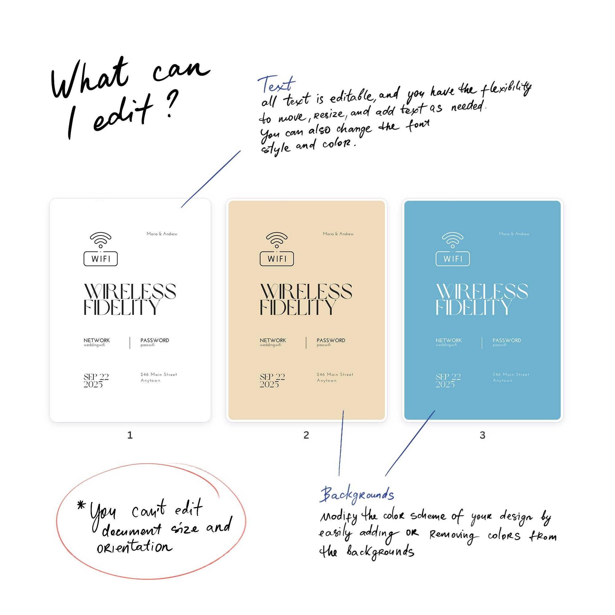 Wifi Sign, Printable Wifi Password Sign, Editable Canva Template ...